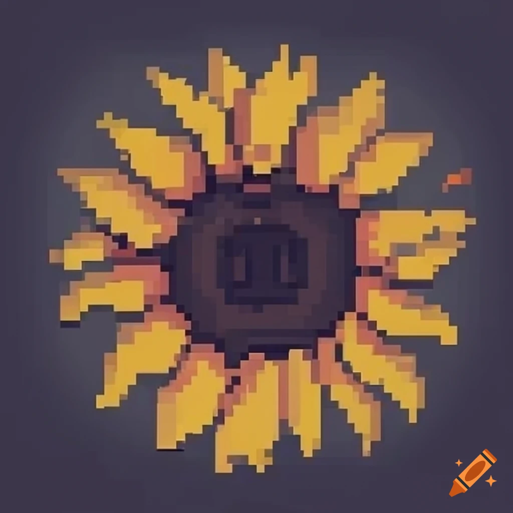 Hauntingly beautiful 16-bit pixel art of a dark and alluring sunflower ...