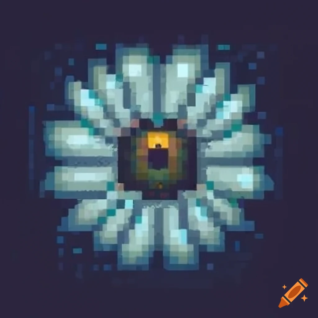 Hauntingly beautiful pixel art of a white daisy flower with a human eye ...