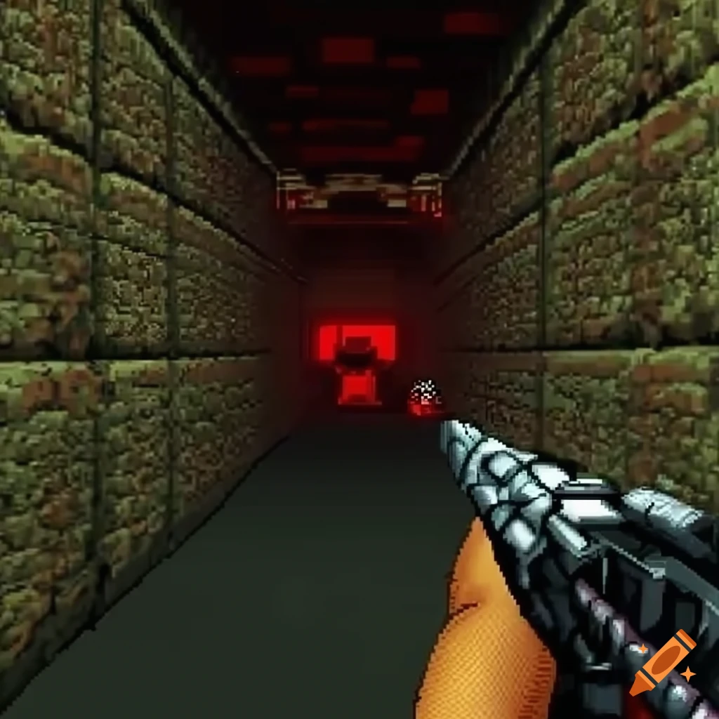 Retro fps game with ace engine in pixel art style on Craiyon