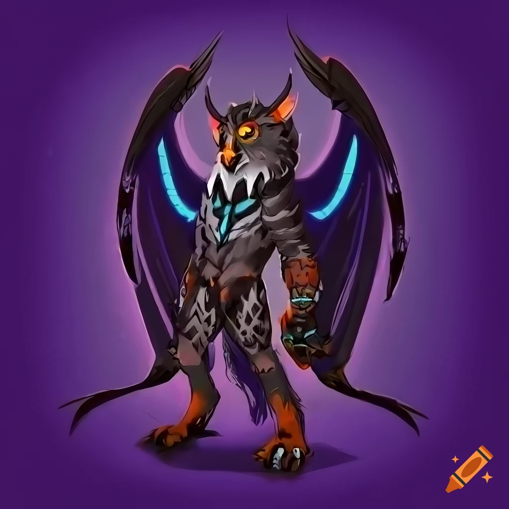 Anthro Canada lynx Barred eagle-owl hybrid demon in various art styles ...