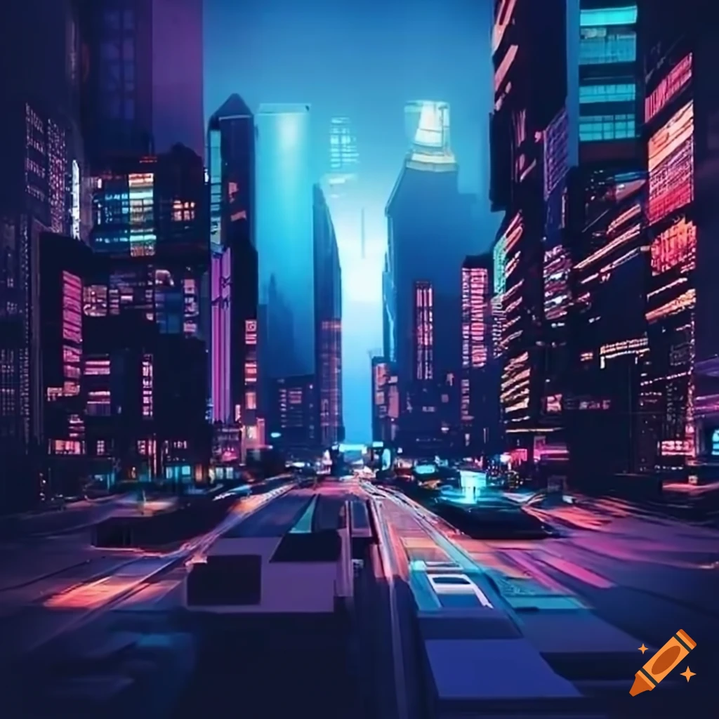 Virtual cityscape on Craiyon