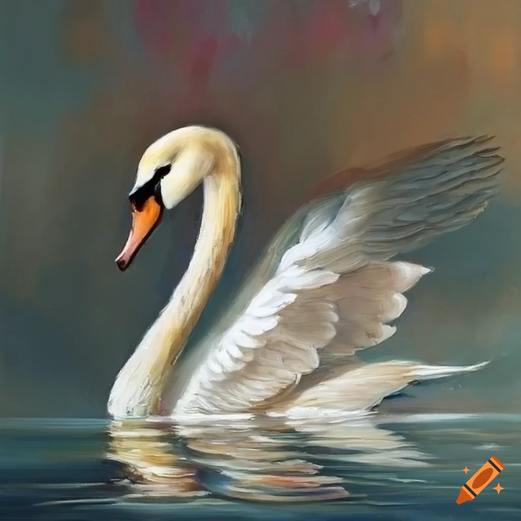 Elegant swan in a masterful oil painting on Craiyon