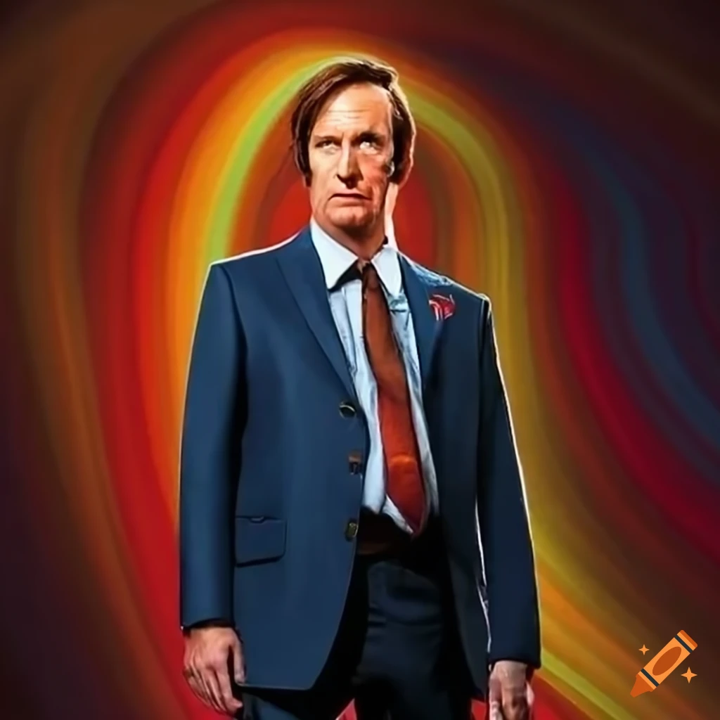 Saul goodman walking on rainbow road on Craiyon