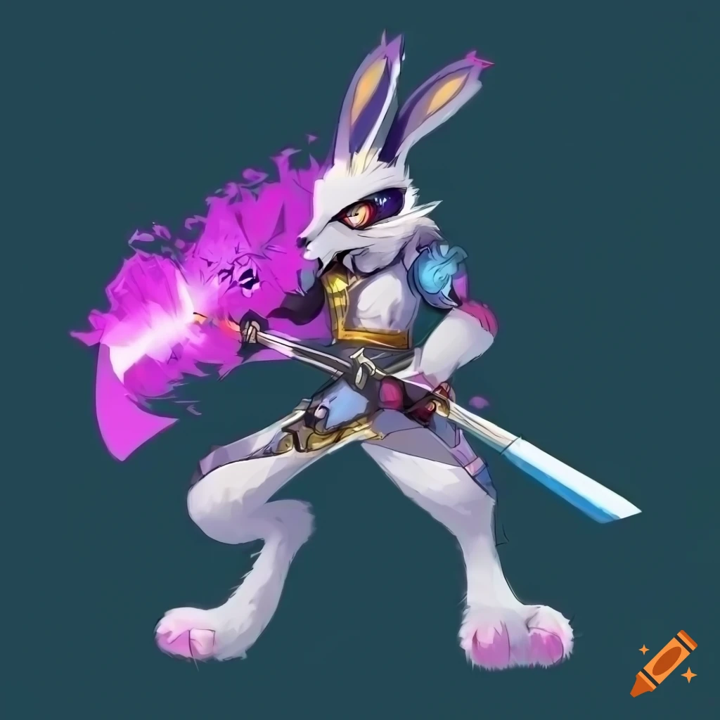Anthro Rabbit Hybrid Rōnin in ethereal fantasy Anime style art on Craiyon