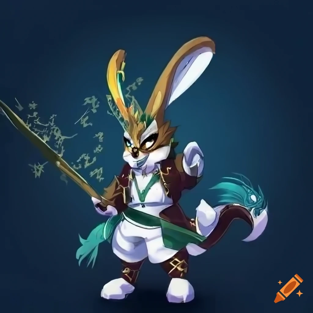 Fantastical anthro Rabbit Chinchilla Hybrid Rōnin in a mystical anime ...