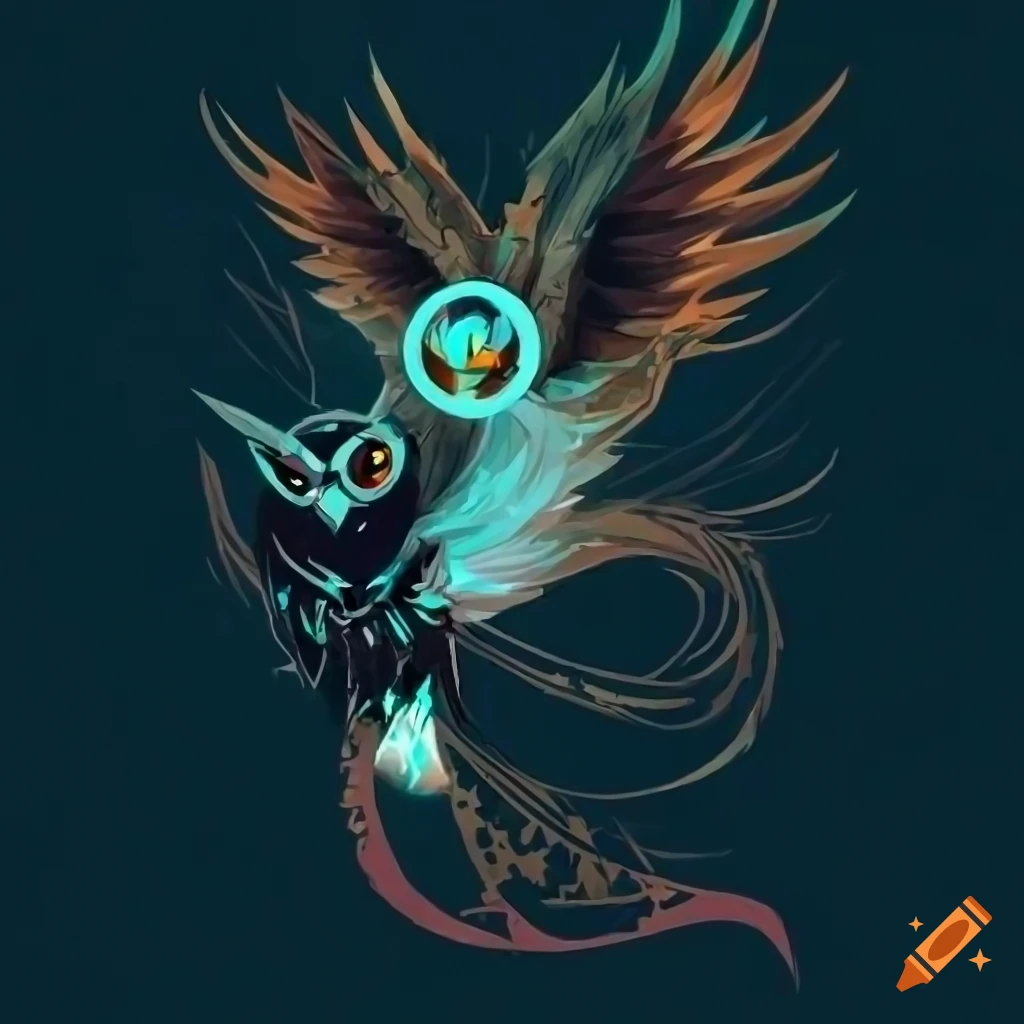 Astronomy-themed Raven Tyto Owl hybrid heavenly demon in a fantastical ...