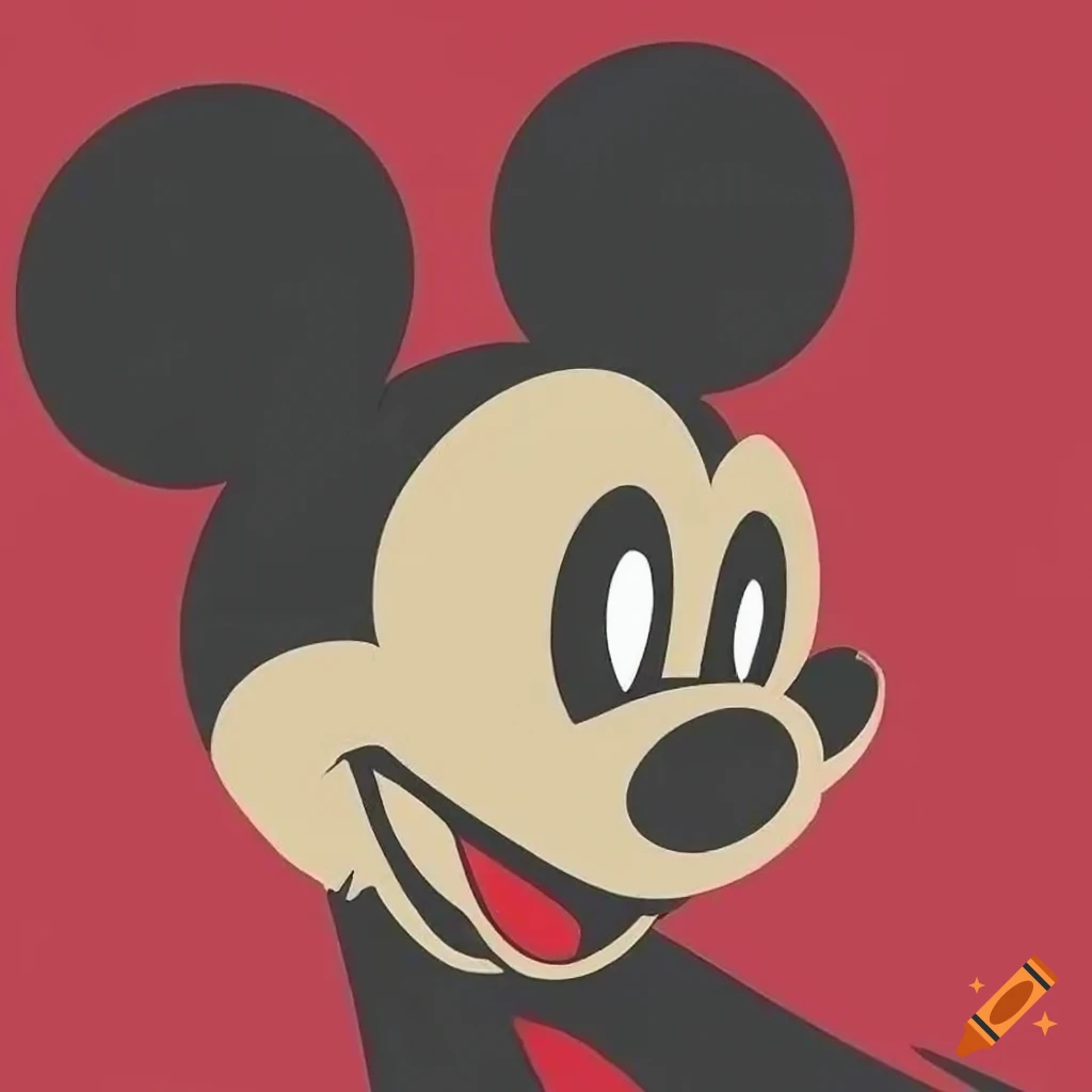 Pop art portrait of Mickey Mouse in red, white, yellow, and black ...