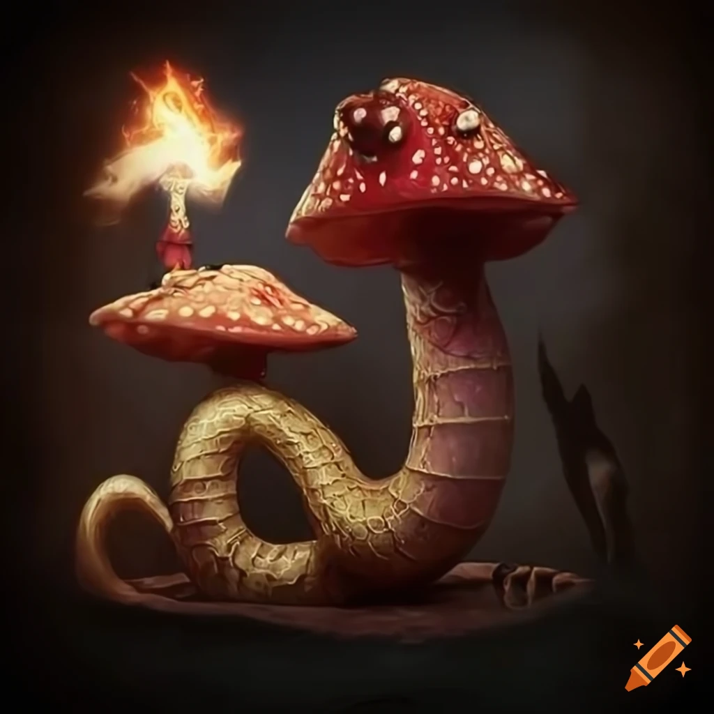 Fantasy vampire mushroom lightning snake in a steampunk setting on Craiyon