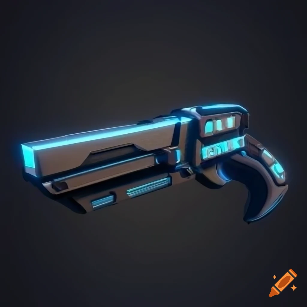 Futuristic gun design in stylized 3d model on Craiyon