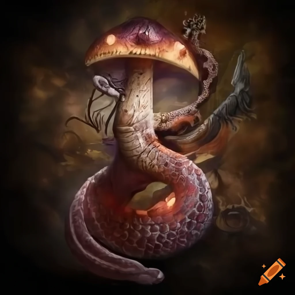 Fantasy vampire mushroom lightning snake in a steampunk setting on Craiyon