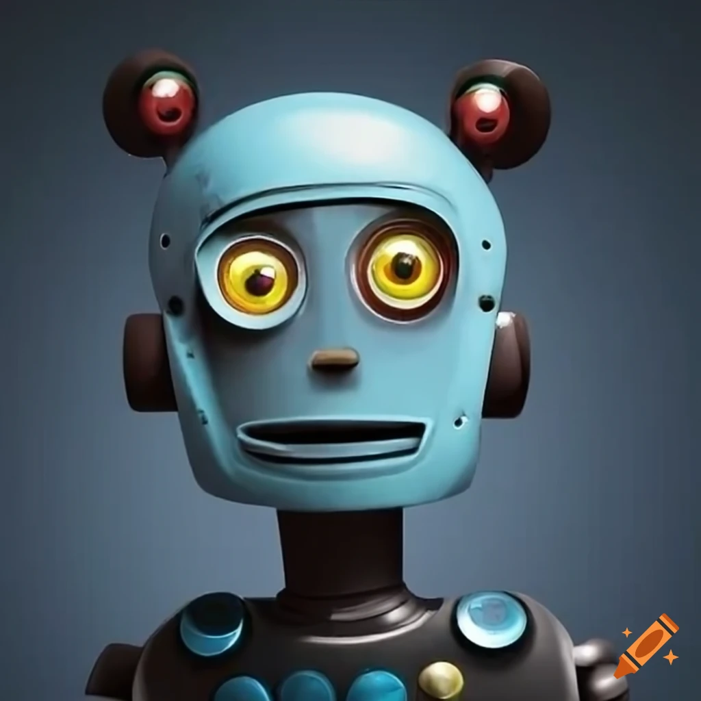 Funny robot face made of electronics on Craiyon