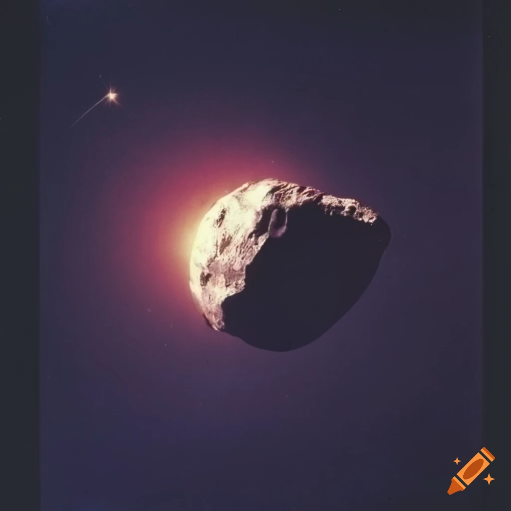Asteroid in space with stars in an analog photo style on Craiyon