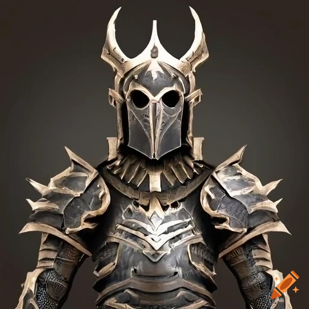 Legendary mythic steel armor with symmetrical front view on Craiyon