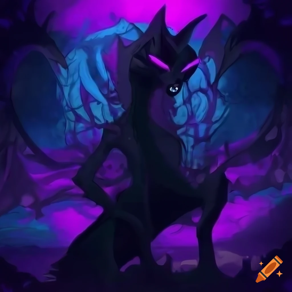 Fantastical Fox demon made of tar in a stylized fantasy art style on ...