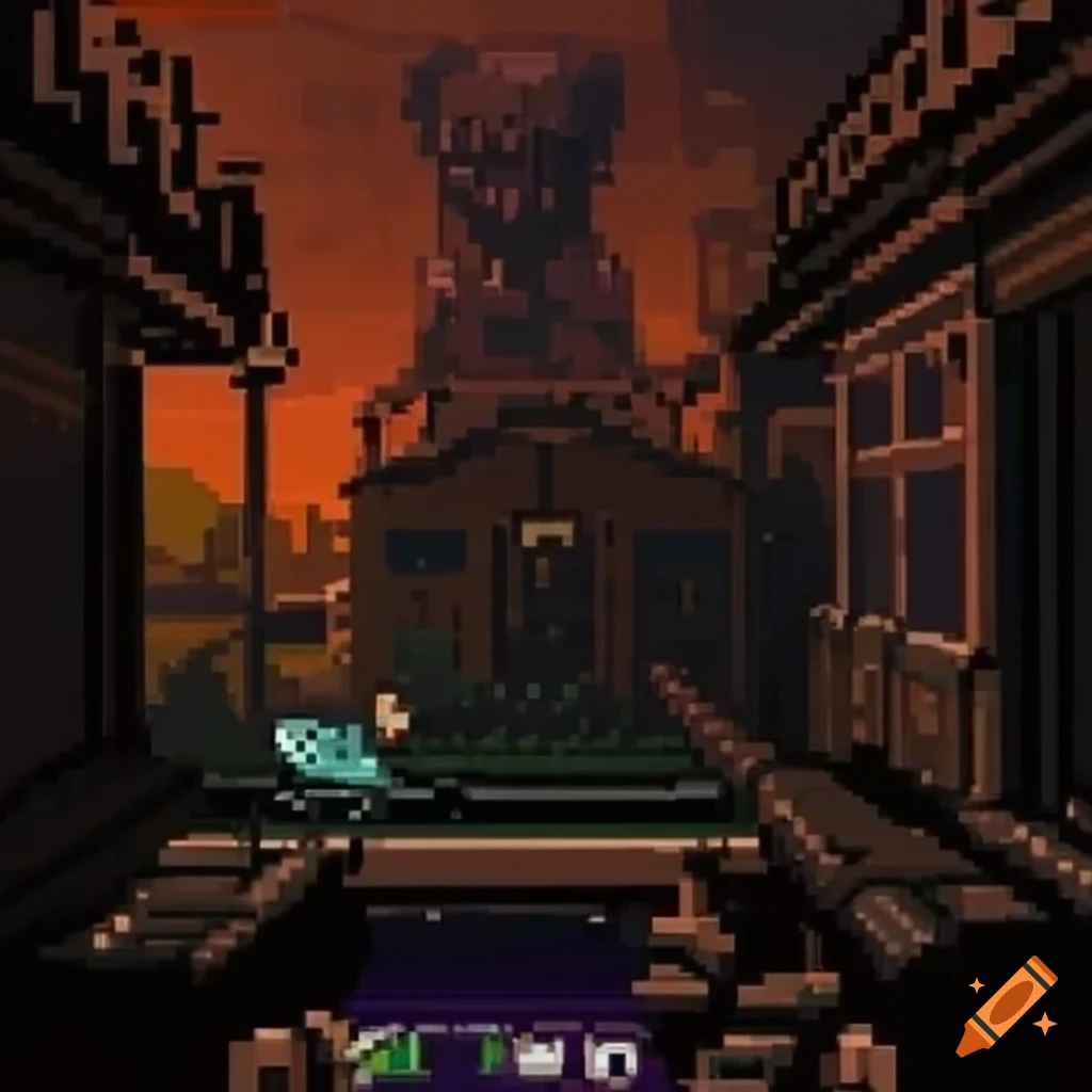 Retro fps gameplay in pixel art style on Craiyon