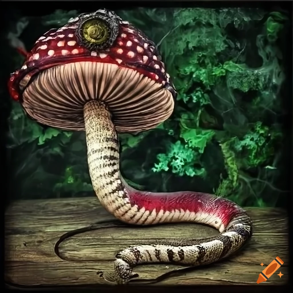 Fantasy vampire mushroom lightning snake in a steampunk setting on Craiyon