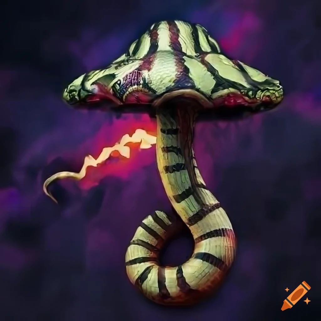 Fantasy vampire mushroom lightning snake in a steampunk setting on Craiyon