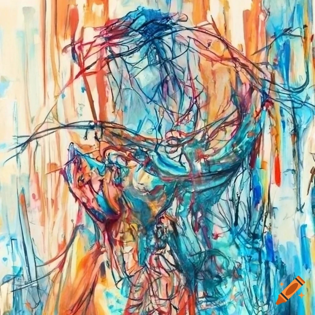 Jackson pollock style chrome-based high detail artwork on Craiyon