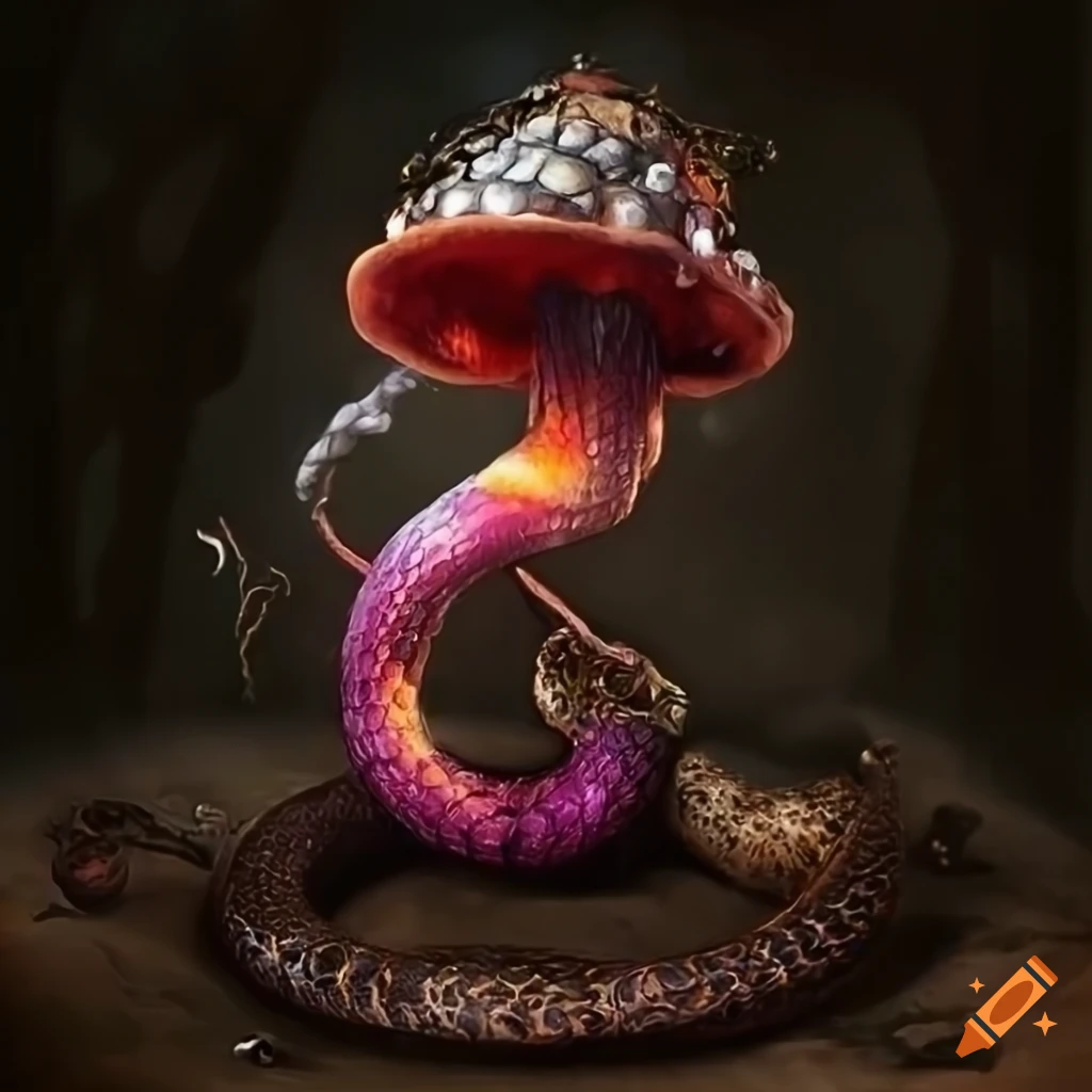 Fantasy vampire mushroom lightning snake in a steampunk style on Craiyon