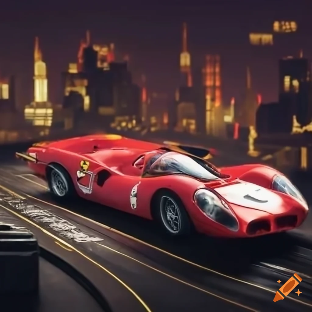 Iconic ferrari 330 p4 slot cars racing on carrera model tracks in a ...