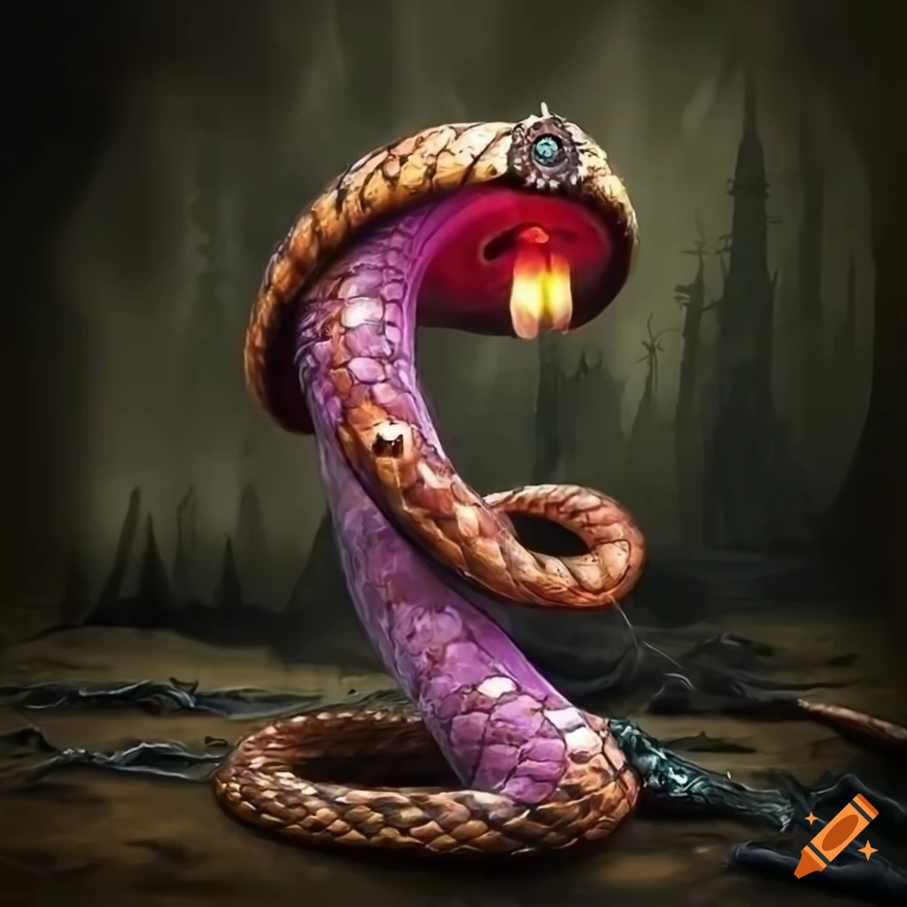 Fantasy vampire mushroom lightning snake in a steampunk setting on Craiyon