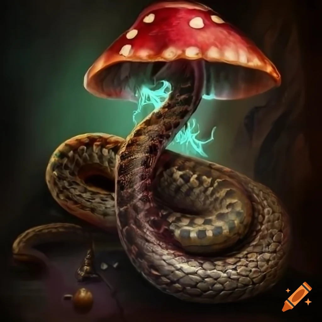 Fantasy vampire mushroom lightning snake in a steampunk setting on Craiyon