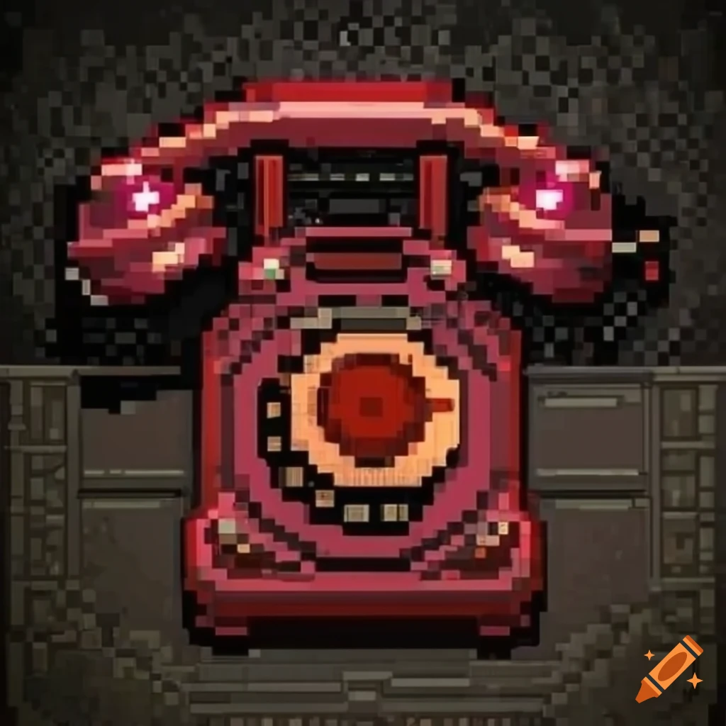 Steampunk red phone with heart GPU in pixel art style on Craiyon