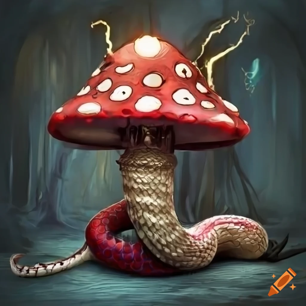 Fantasy vampire mushroom lightning snake in a steampunk setting on Craiyon