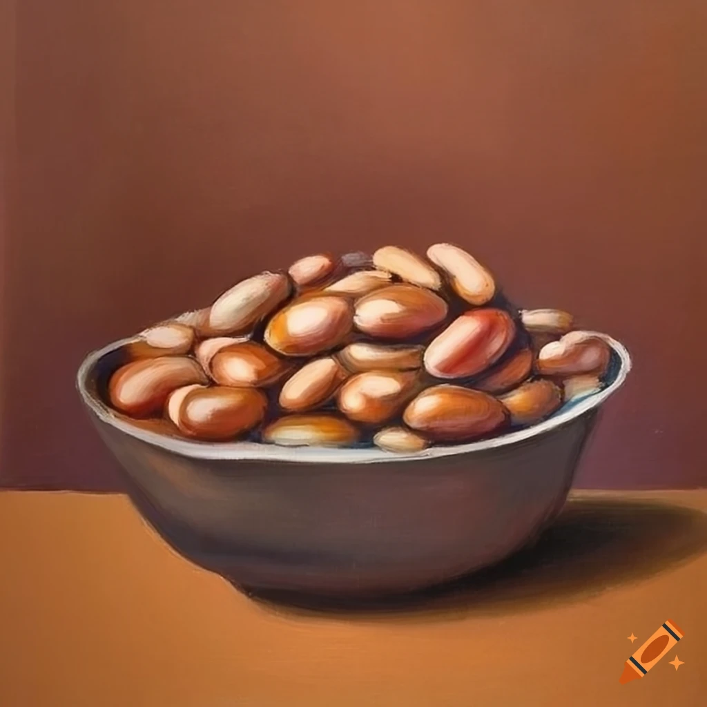 Painting of beans with a brown background by maría izquierdo on Craiyon