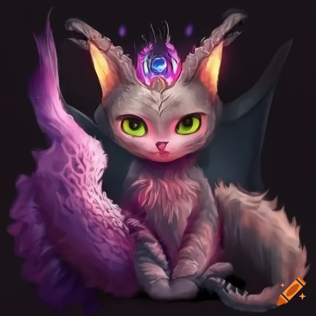 Cute fey dragon-cat on Craiyon