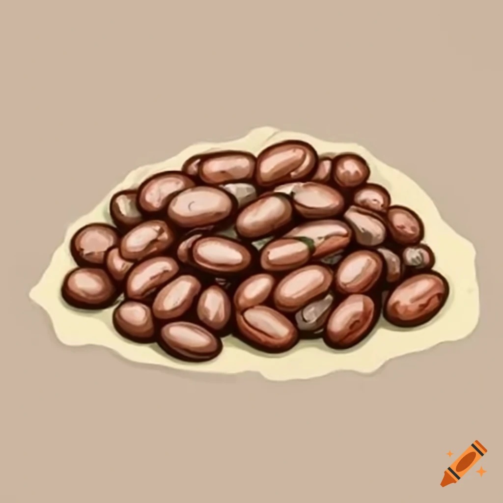 Brown beans and pepper drawn in pencil crayon on Craiyon
