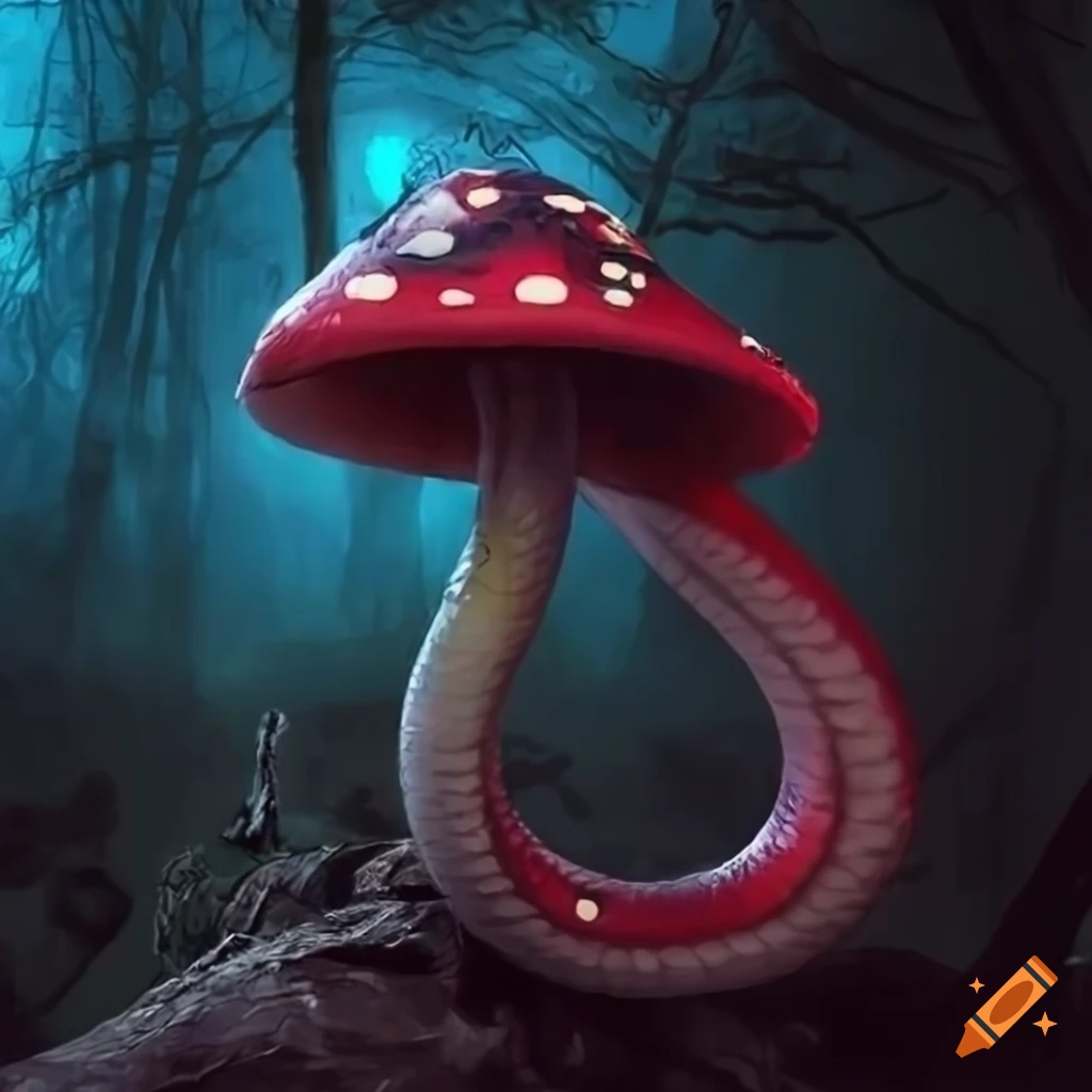 Fantasy vampire mushroom lightning snake in a cyberpunk setting on Craiyon