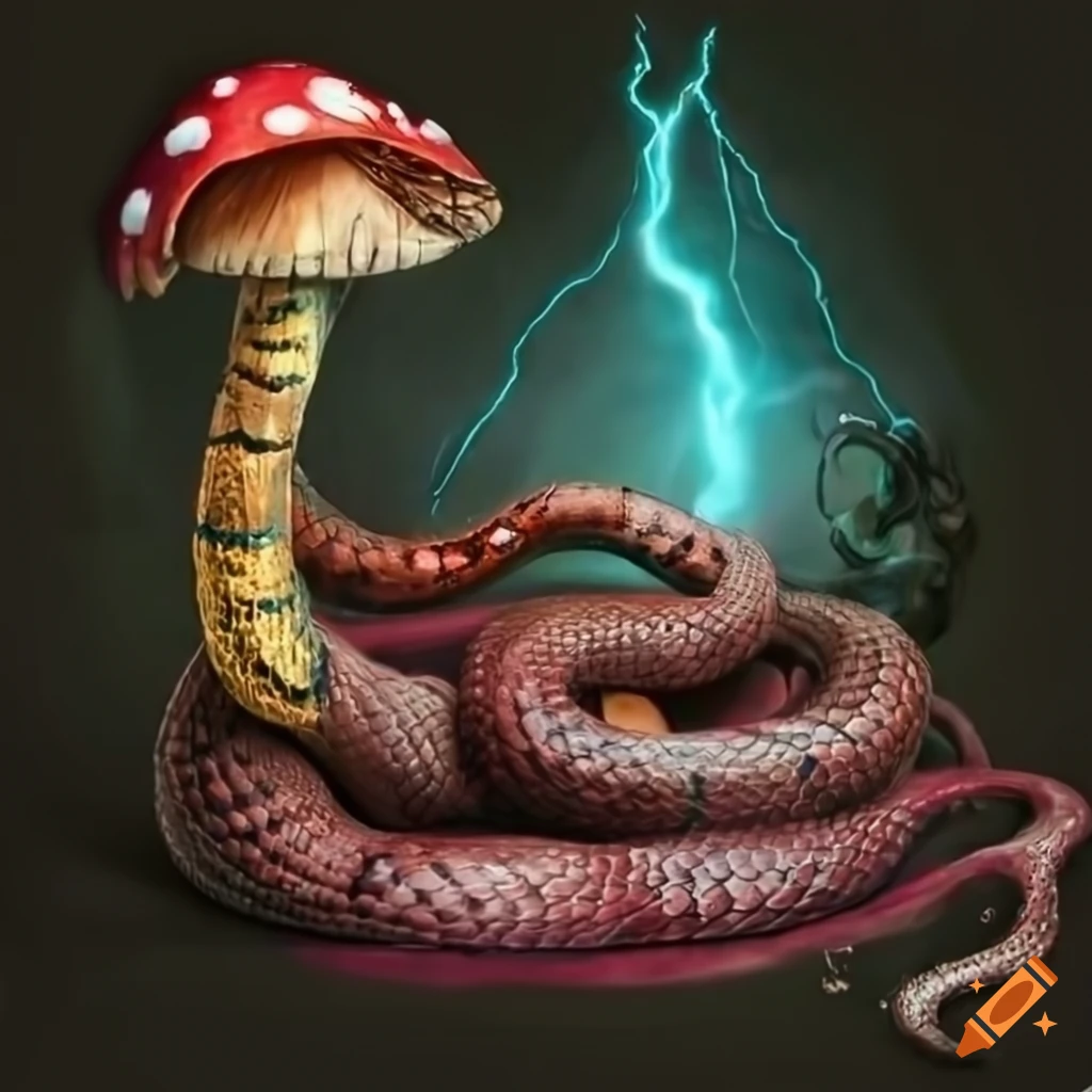 Fantasy vampire mushroom lightning snake in a steampunk setting on Craiyon