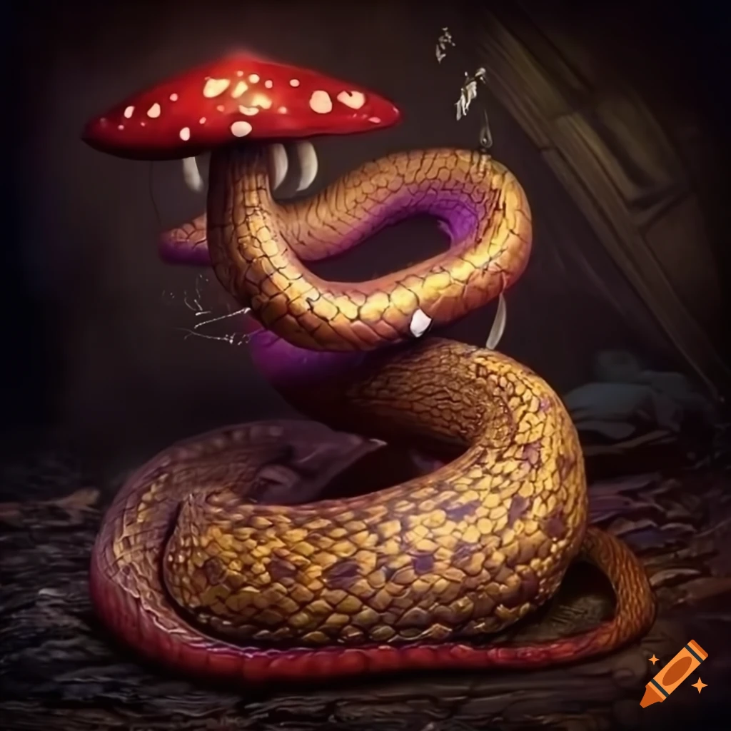 Fantasy vampire mushroom lightning snake in a steampunk setting on Craiyon
