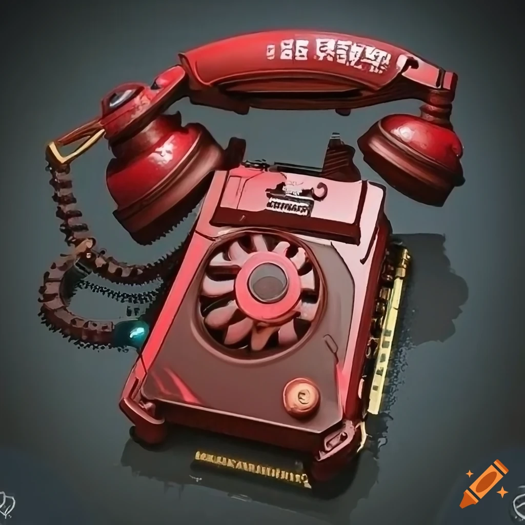 Red phone and amd gpu in steampunk style on Craiyon
