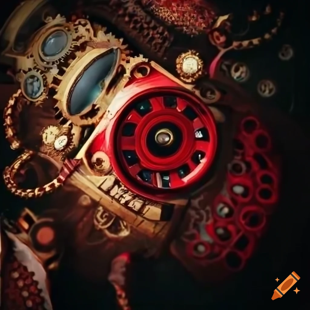 Steampunk red phone with heart gpu in pixel art style on Craiyon