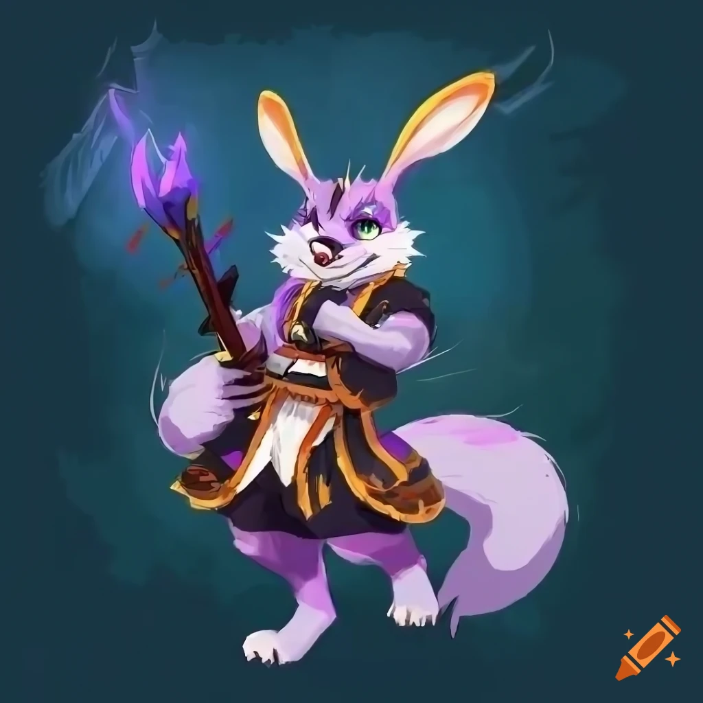 Fantastical anthro Rabbit Chinchilla Hybrid Rōnin in ethereal anime ...