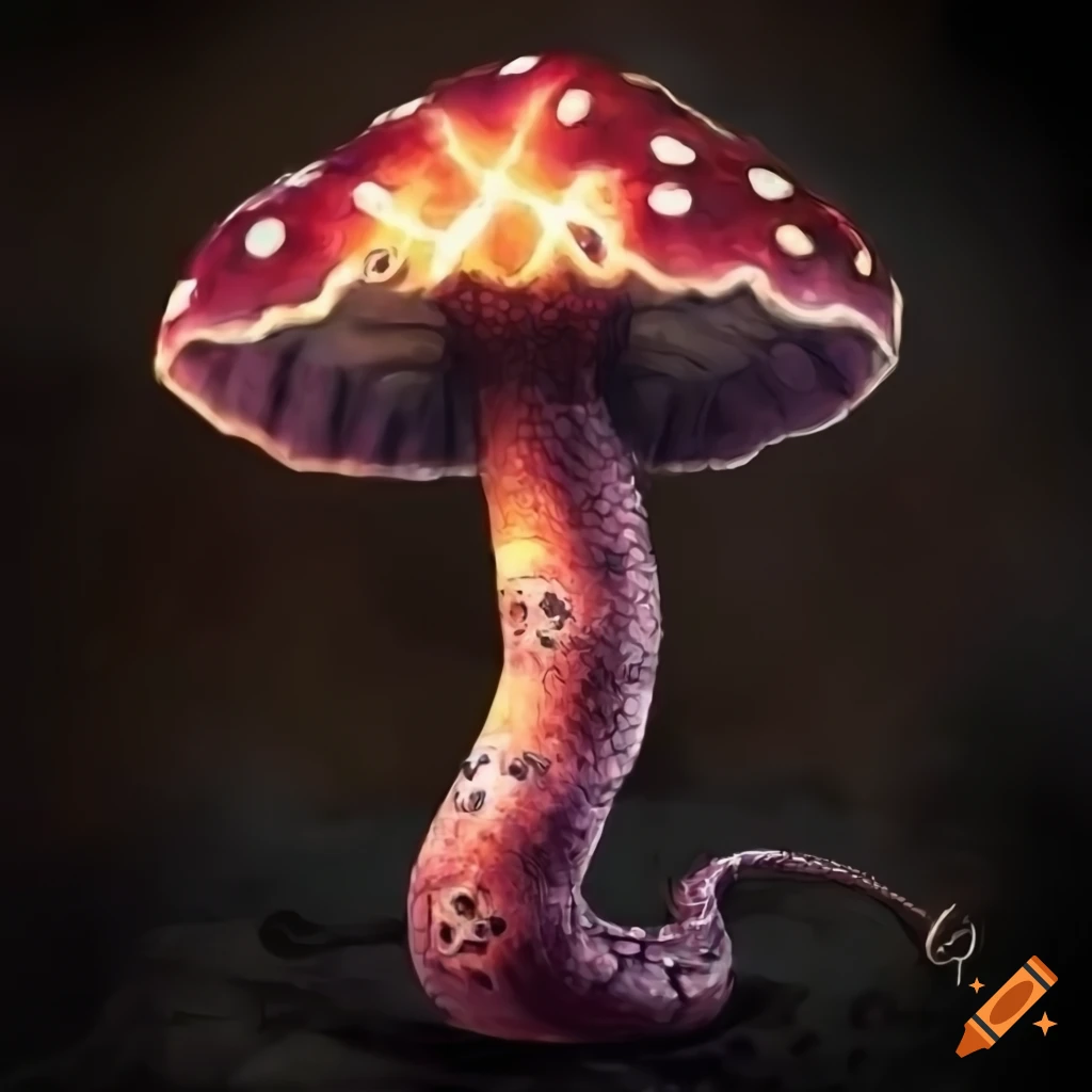 Fantasy vampire mushroom lightning snake in a steampunk style on Craiyon