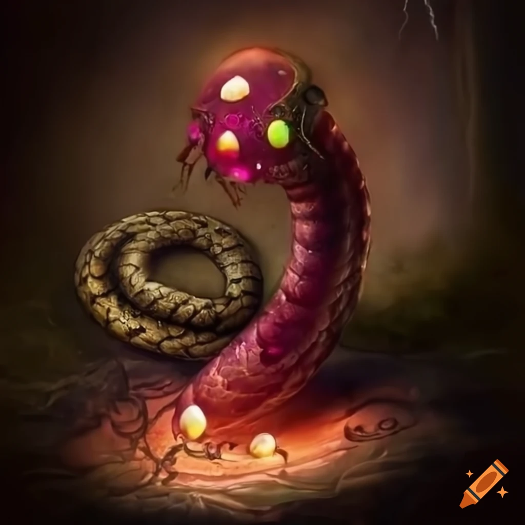 Fantasy vampire mushroom lightning snake in a steampunk style on Craiyon