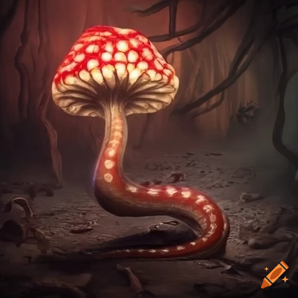 Fantasy vampire mushroom lightning snake in a dieselpunk setting on Craiyon
