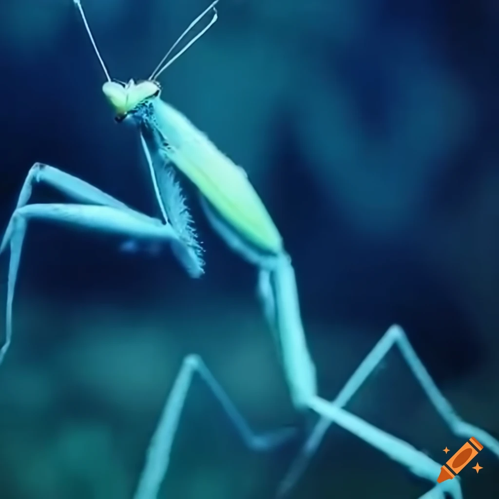 Mystical praying mantises with ethereal fairy fusion in VHS style on ...