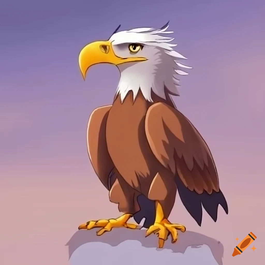 Eagle in an animated drawing on Craiyon