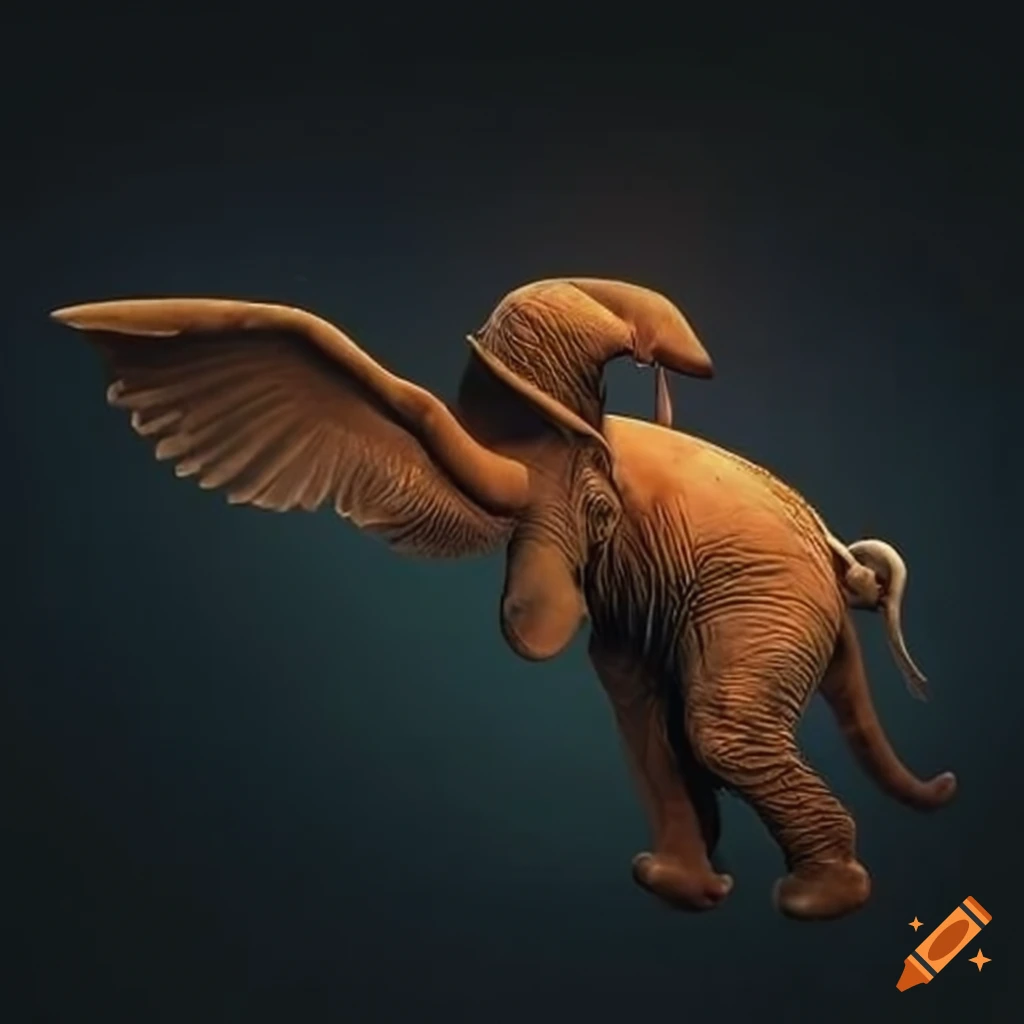 Flying elephant on Craiyon