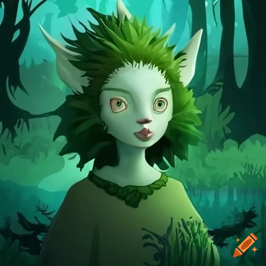 Cartoon forest spirit on Craiyon