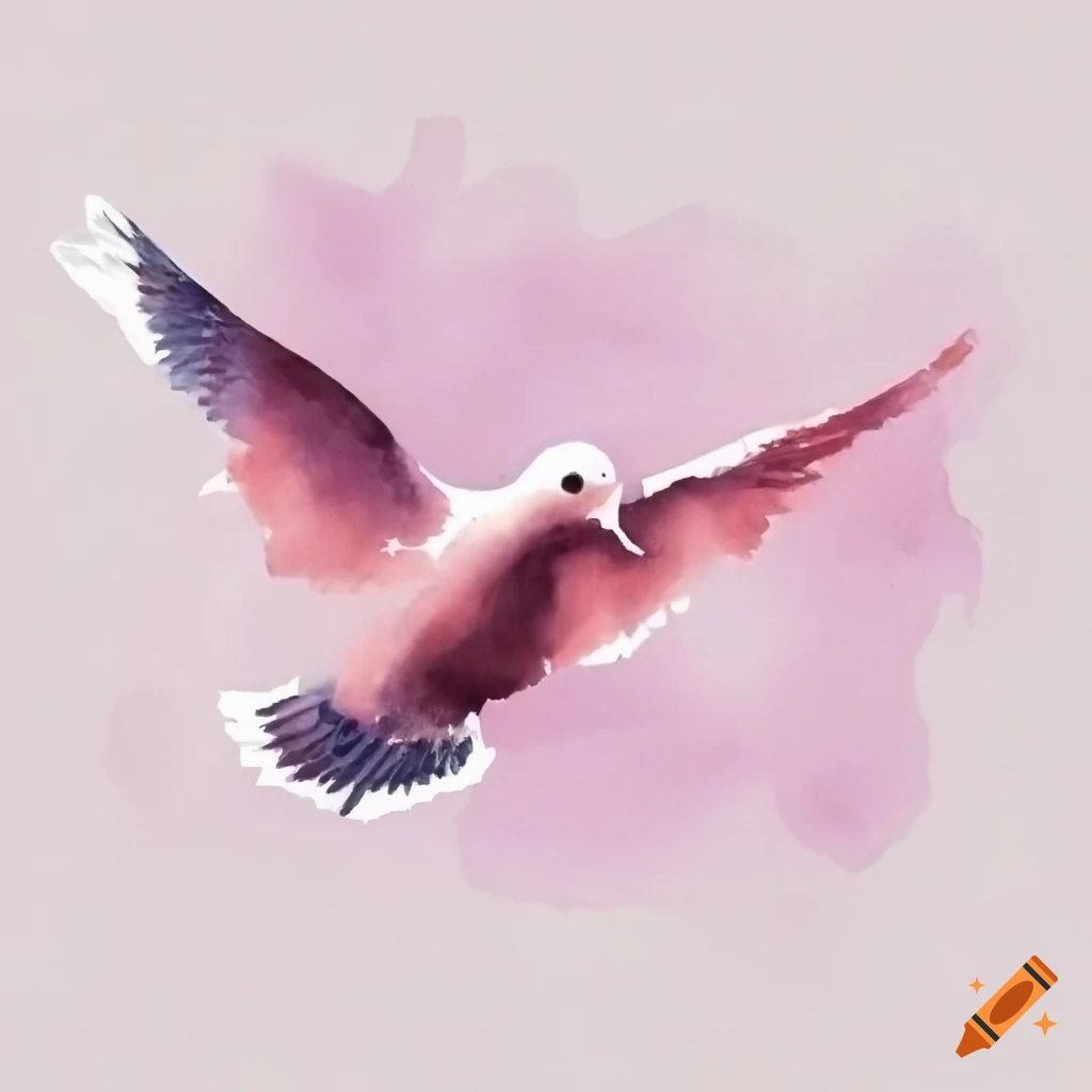 Abstract depiction of a flying dove with rough thick lines on Craiyon