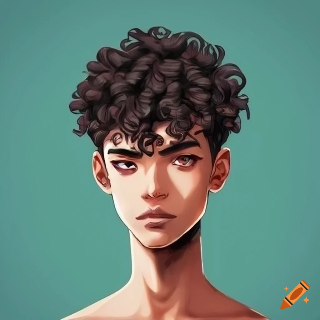 Japanese Anime Inspired Male Character With Dark Brown Skin And Black