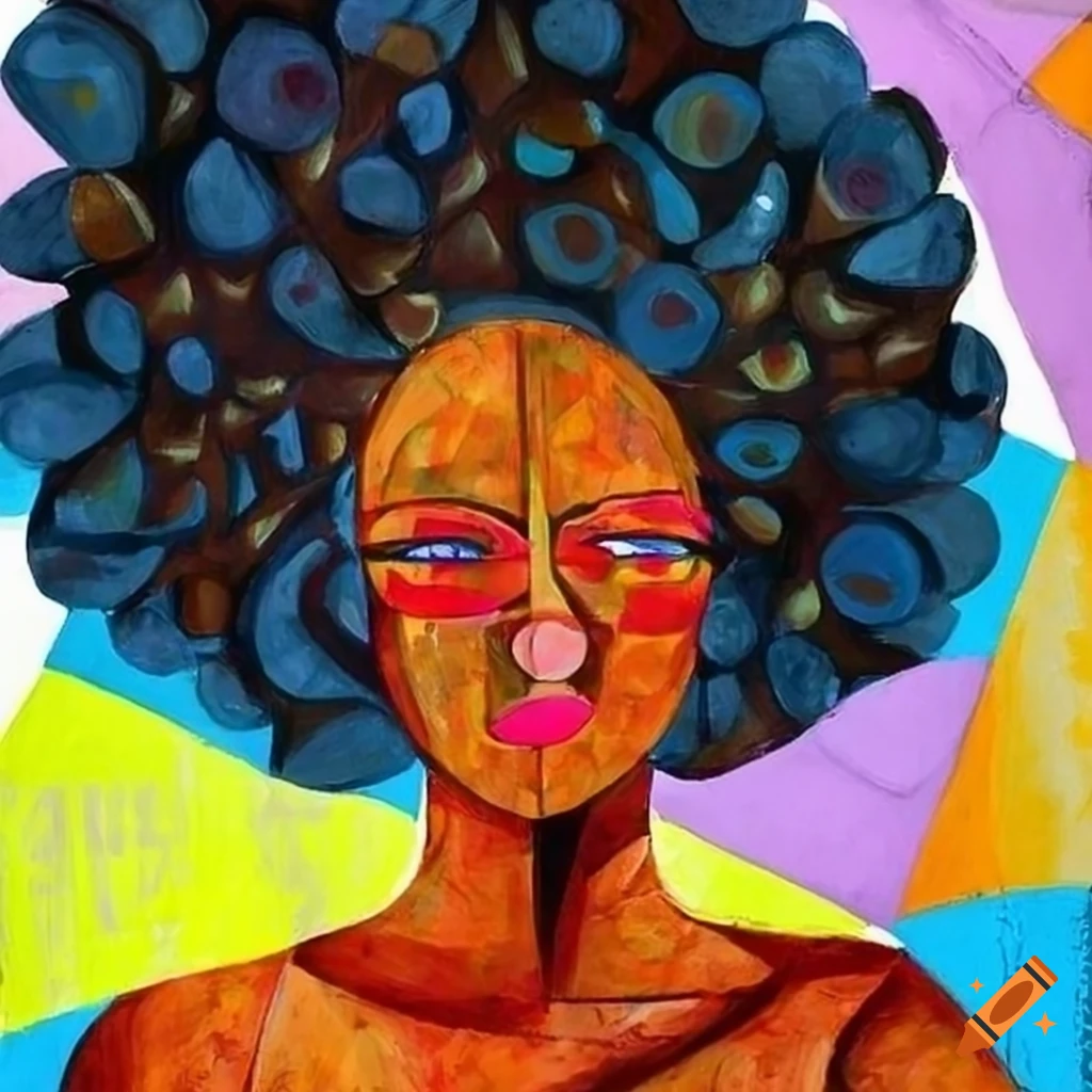 Picasso-inspired cubist afro art on Craiyon