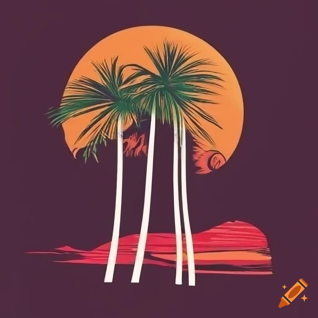 Retro palm trees art on Craiyon
