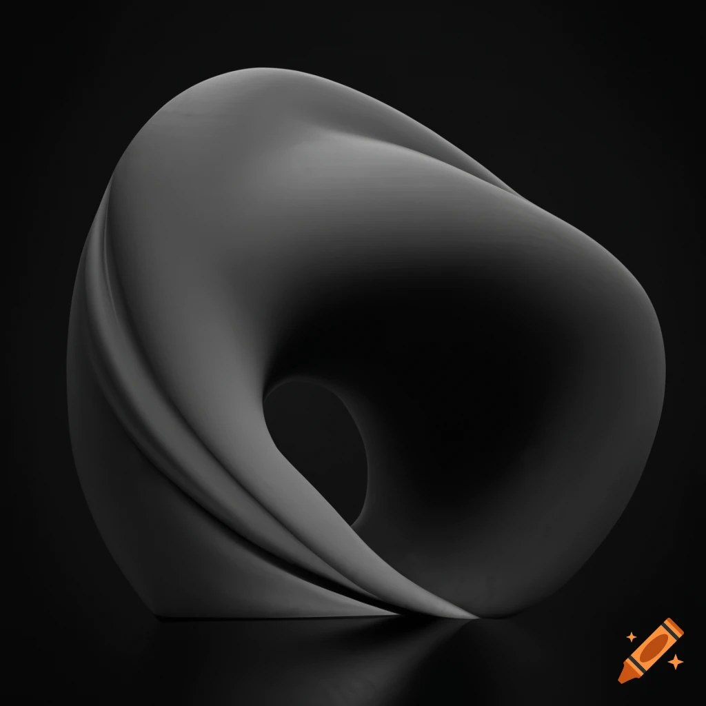 Photorealistic high-detail 3d abstract sculpture in grayscale on Craiyon