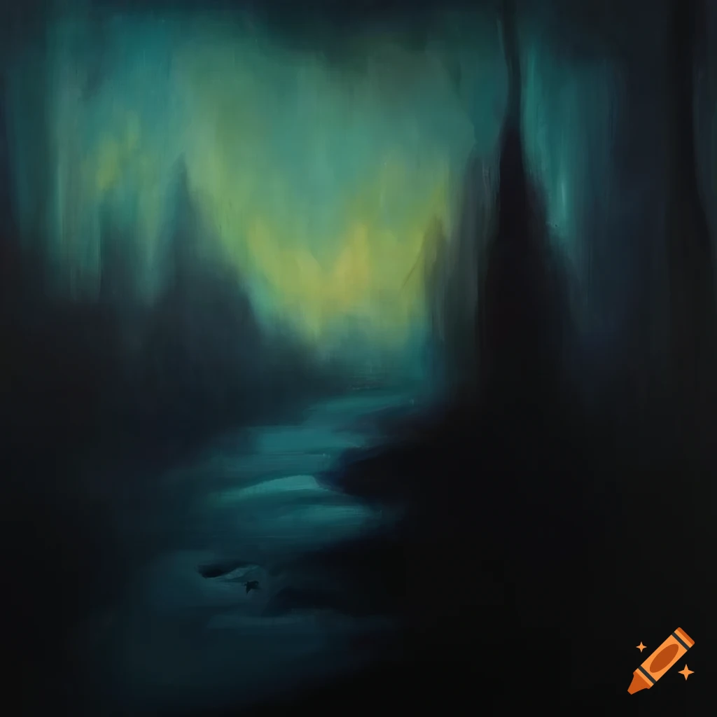 Eerie occult oil painting of an abstract landscape on Craiyon